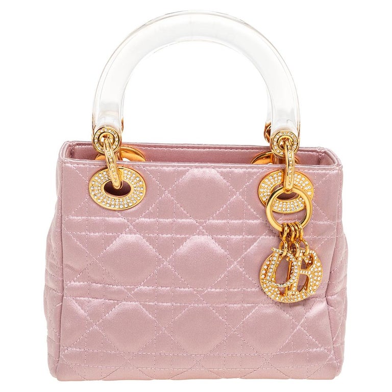 Dior Pink Cannage Satin Mini Lady Dior Chain Tote at 1stDibs