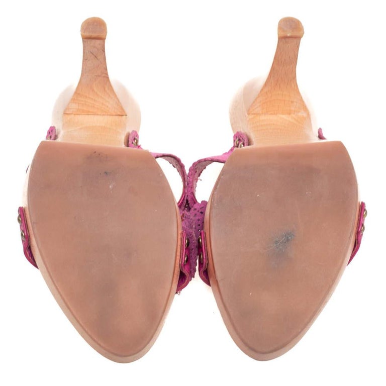 Dior Pink Leather Laser Cut Detail Clog Sandals Size 41 For Sale at 1stDibs