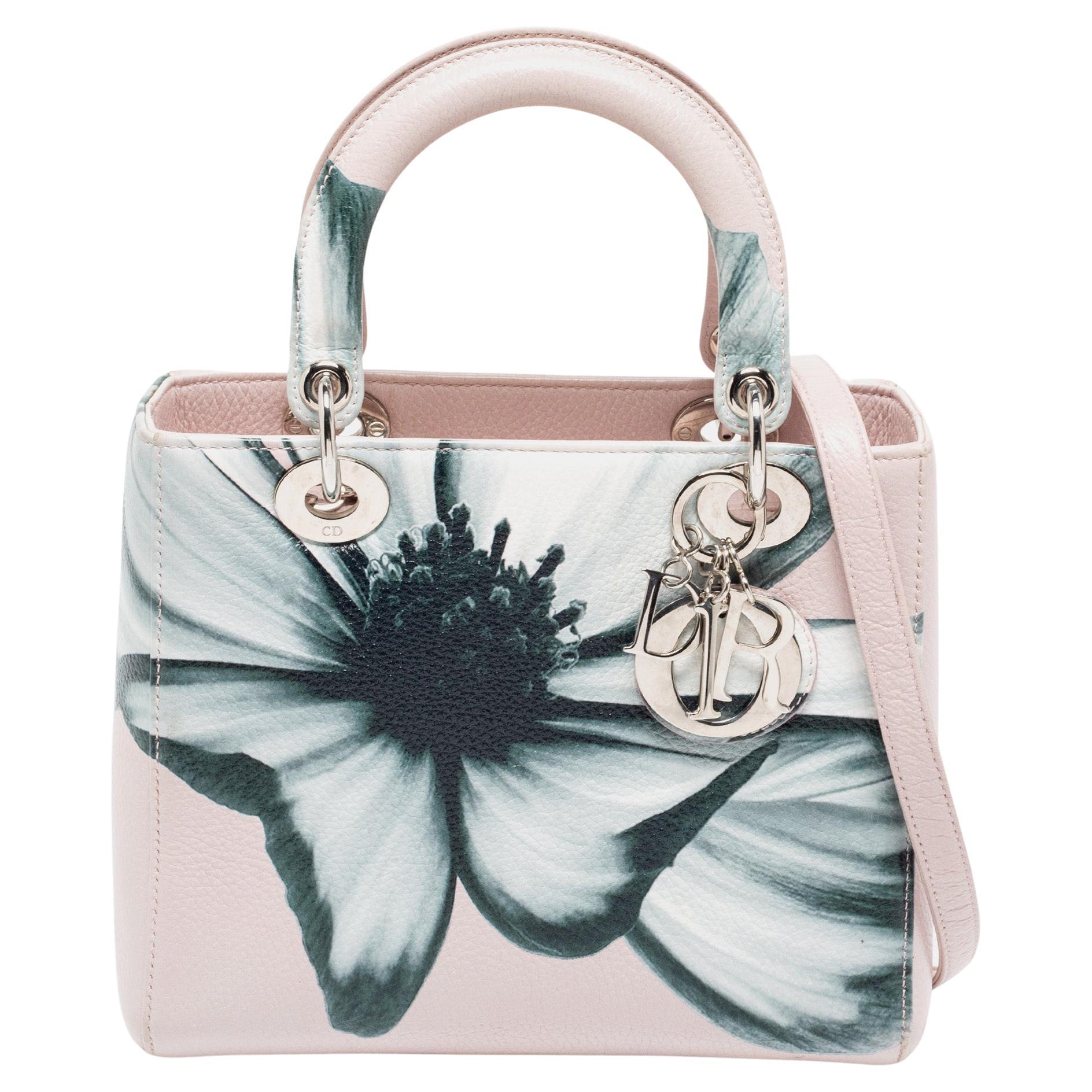 Dior Pink Leather Medium Lady Dior Tote For Sale at 1stDibs