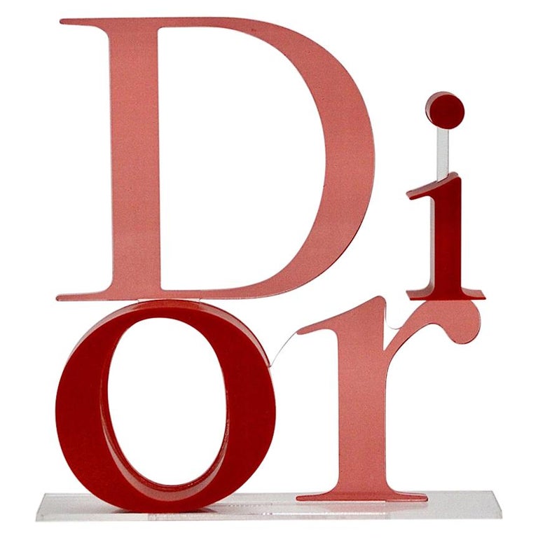 Dior Pink Logo Vintage Advertising Sign Acrylic Lucite Table Display ...