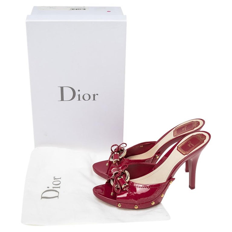 Dior Pink Patent Leather Buckle Open Toe Mules Sandals Size 39 at 1stDibs