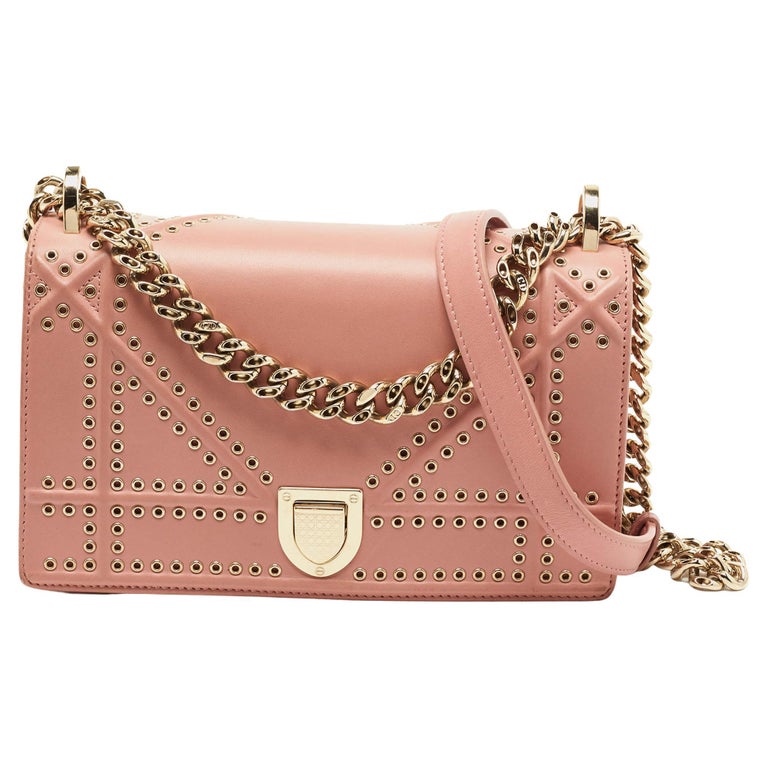 Dior Pink Studded Leather Small Diorama Shoulder Bag For Sale at 1stDibs