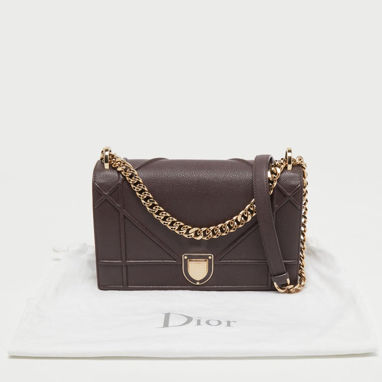 Dior Plum Leather Medium Diorama Flap Shoulder Bag For Sale at 1stDibs