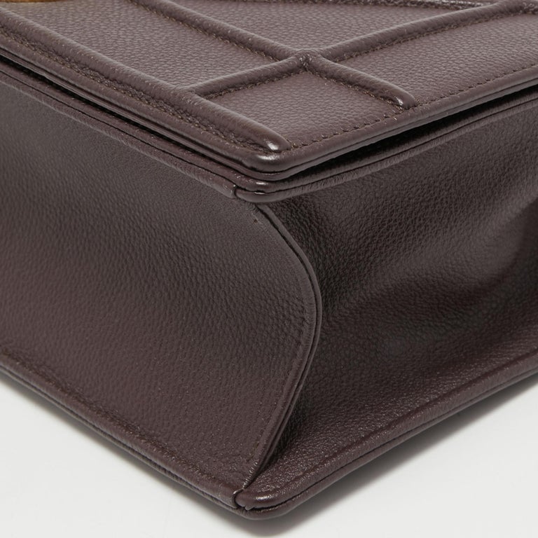 Dior Plum Leather Medium Diorama Flap Shoulder Bag For Sale at 1stDibs