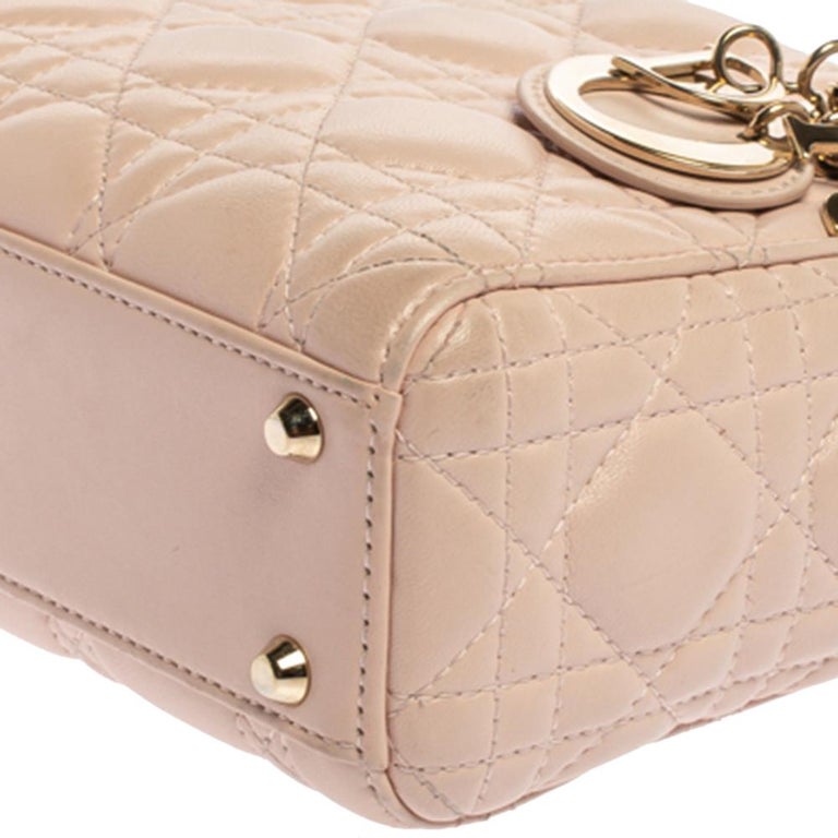 Dior Powder Pink Cannage Leather Mini Lady Dior Tote at 1stDibs | mini ...