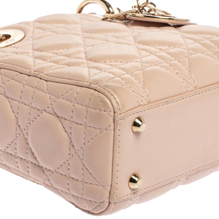 Dior Powder Pink Cannage Leather Mini Lady Dior Tote at 1stDibs | mini ...
