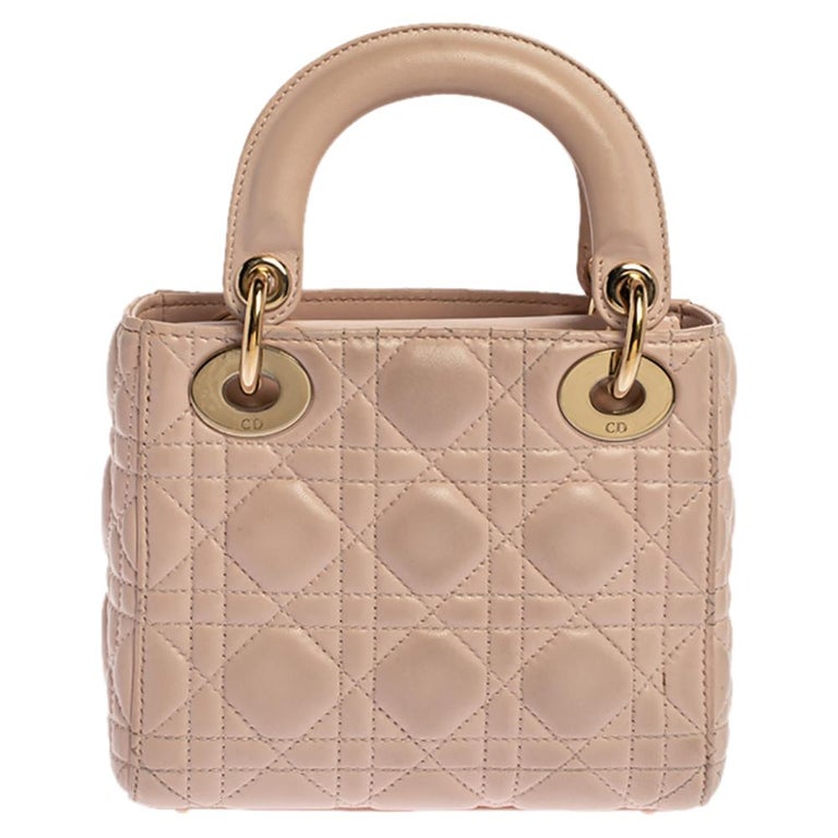 Dior Powder Pink Cannage Leather Mini Lady Dior Tote at 1stDibs | mini ...