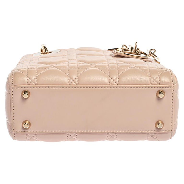 Dior Powder Pink Cannage Leather Mini Lady Dior Tote at 1stDibs | mini ...