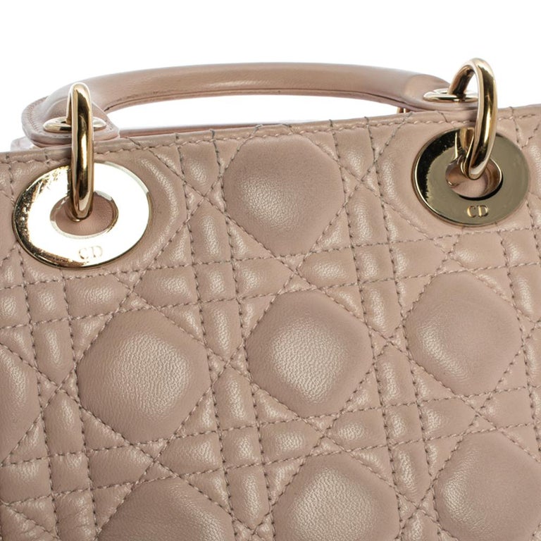 Dior Powder Pink Cannage Leather Mini Lady Dior Tote at 1stDibs | mini ...