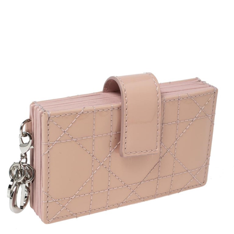 Dior Powder Pink Cannage Patent Leather Lady Dior 5 Gusset Card Holder ...