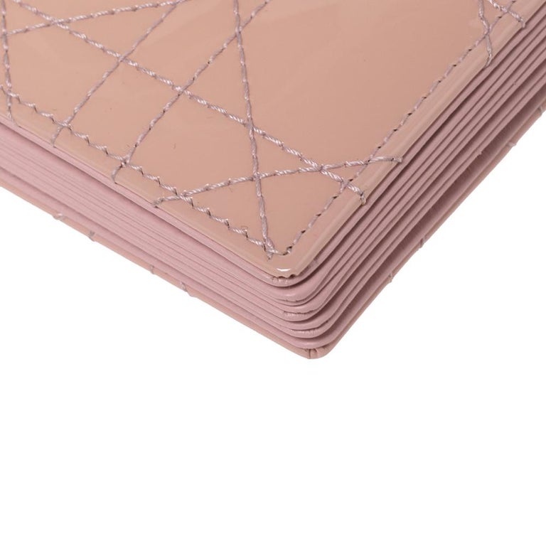 Dior Powder Pink Cannage Patent Leather Lady Dior 5 Gusset Card Holder ...