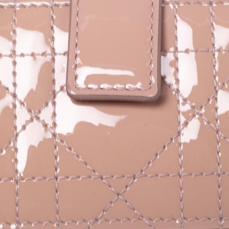 Dior Powder Pink Cannage Patent Leather Lady Dior 5 Gusset Card Holder ...