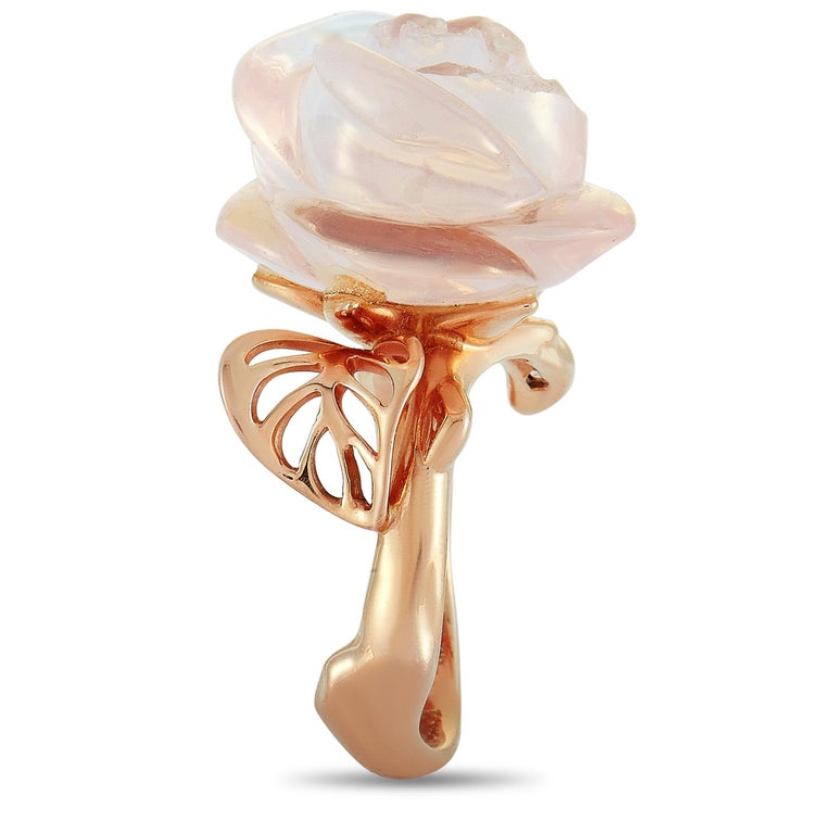 Dior Pré Catelan 18K Rose Gold Diamond and Pink Quartz Rose Ring at 1stDibs
