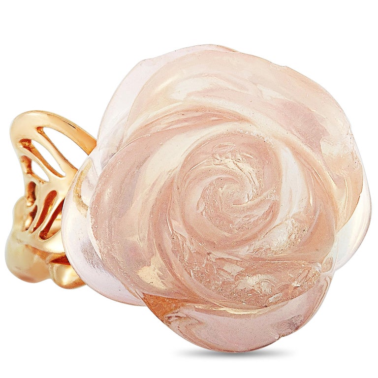 Dior Pré Catelan 18K Rose Gold Diamond and Pink Quartz Rose Ring at 1stDibs