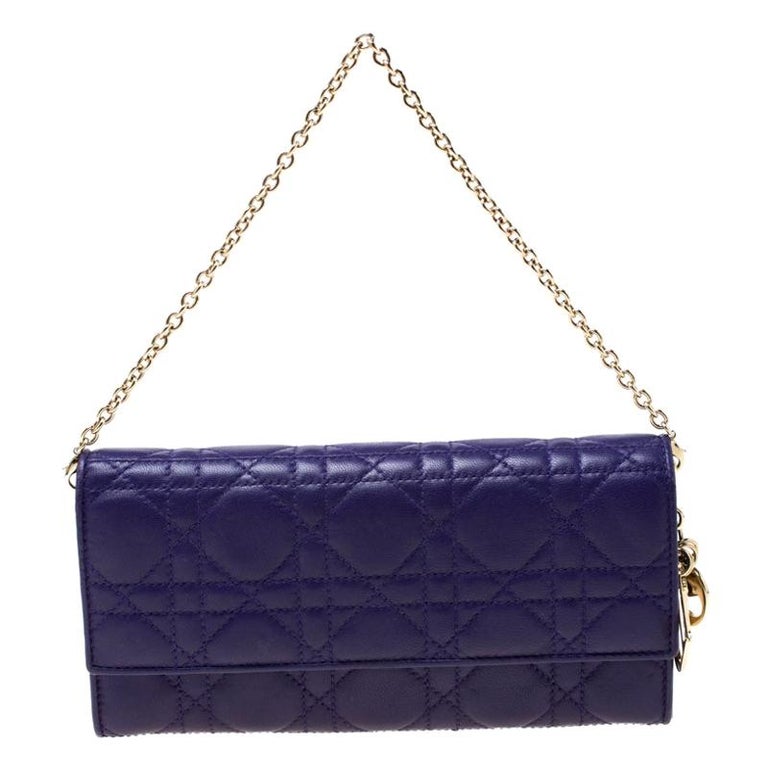Dior Purple Cannage Leather Lady Dior Rendez-Vous Wallet On Chain For ...