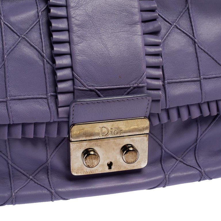 Dior Purple Cannage Leather New Lock Ruffle Flap Bag at 1stDibs
