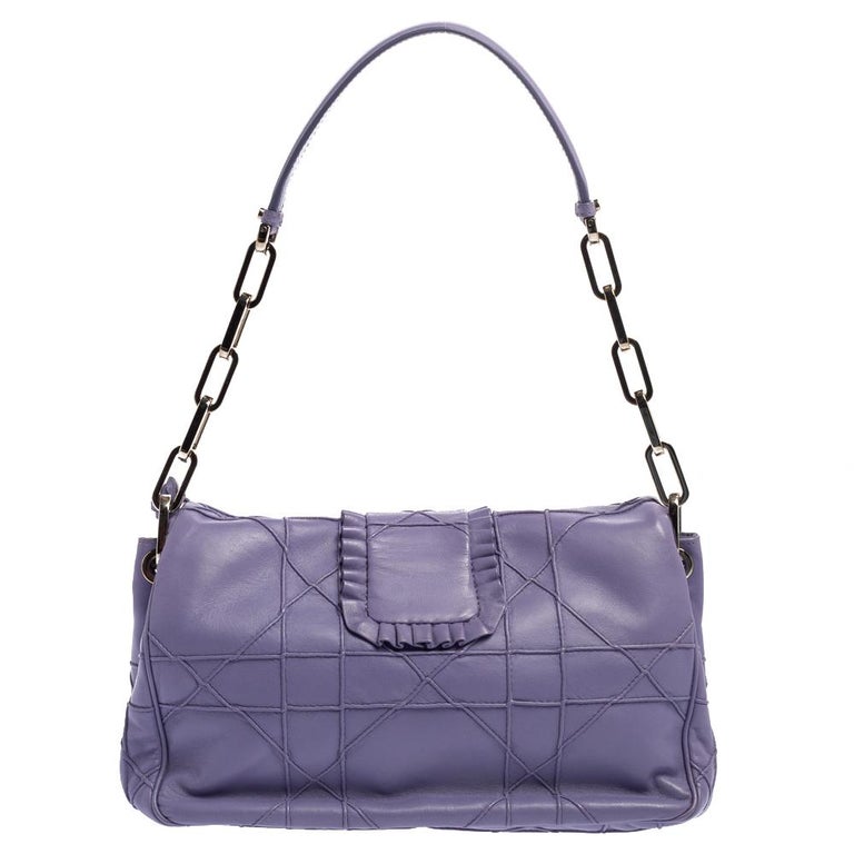 Dior Purple Cannage Leather New Lock Ruffle Flap Bag at 1stDibs