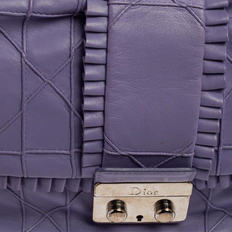 Dior Purple Cannage Leather New Lock Ruffle Flap Bag at 1stDibs