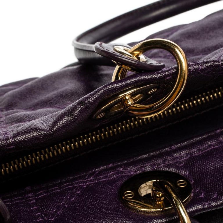 Dior Purple Cannage Quilted Coated Canvas and Leather Lady Dior Tote at ...