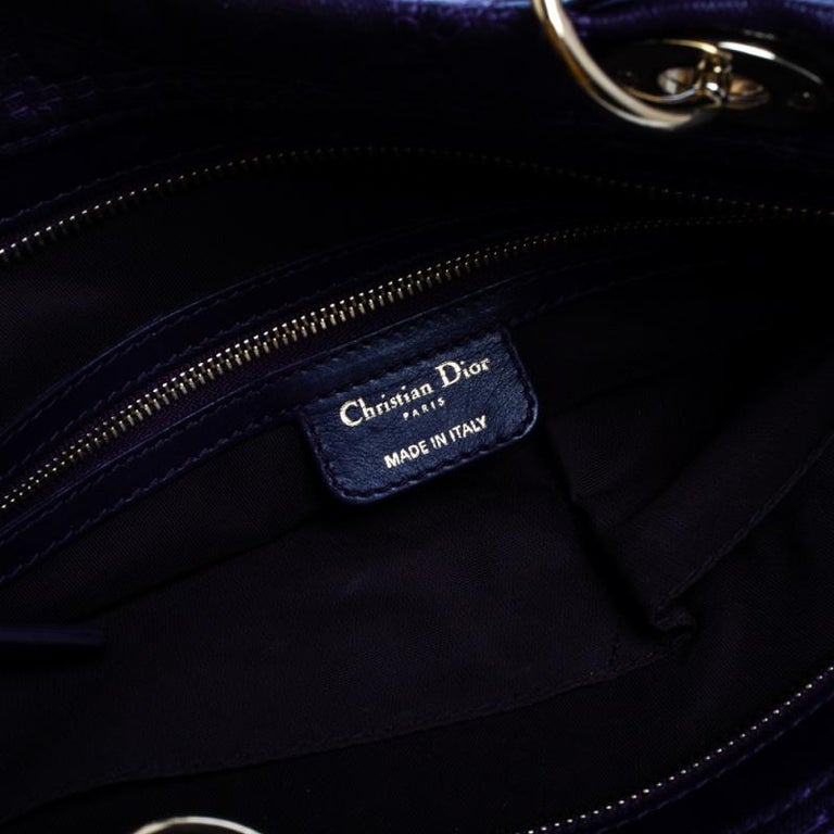 Dior Purple Cannage Quilted Coated Canvas and Leather Lady Dior Tote at ...