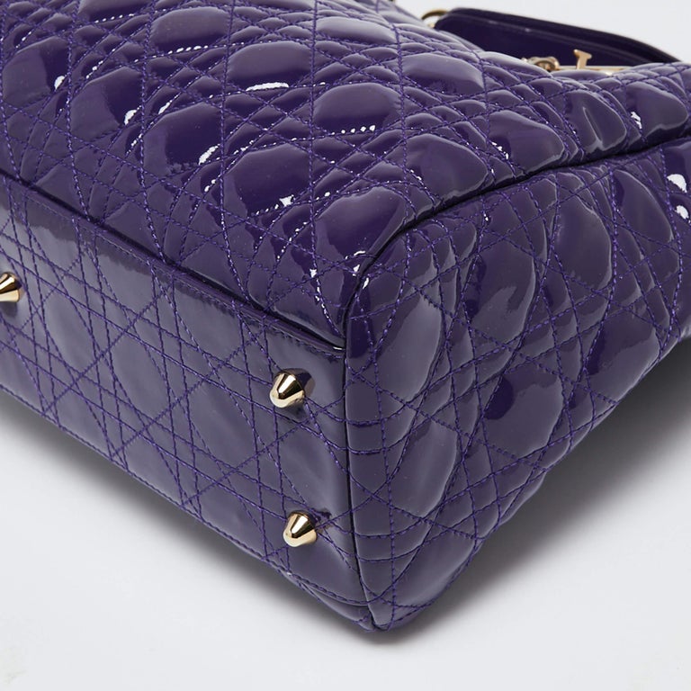 Dior Purple Cannage Soft Patent Leather Lady Dior Shopper Tote For Sale ...