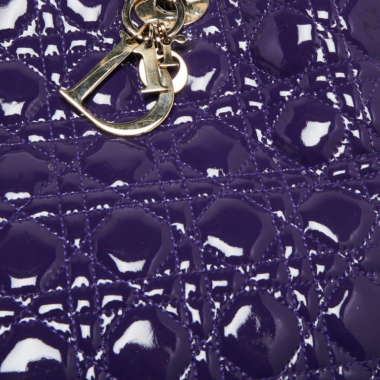 Dior Purple Cannage Soft Patent Leather Lady Dior Shopper Tote For Sale ...