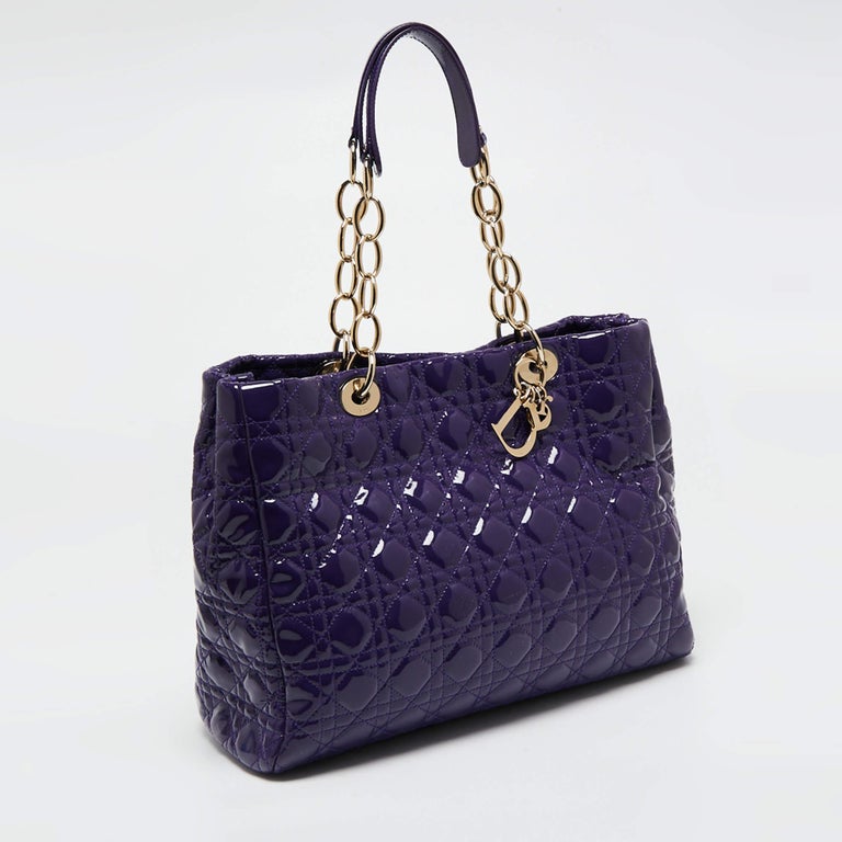 Dior Purple Cannage Soft Patent Leather Lady Dior Shopper Tote For Sale ...
