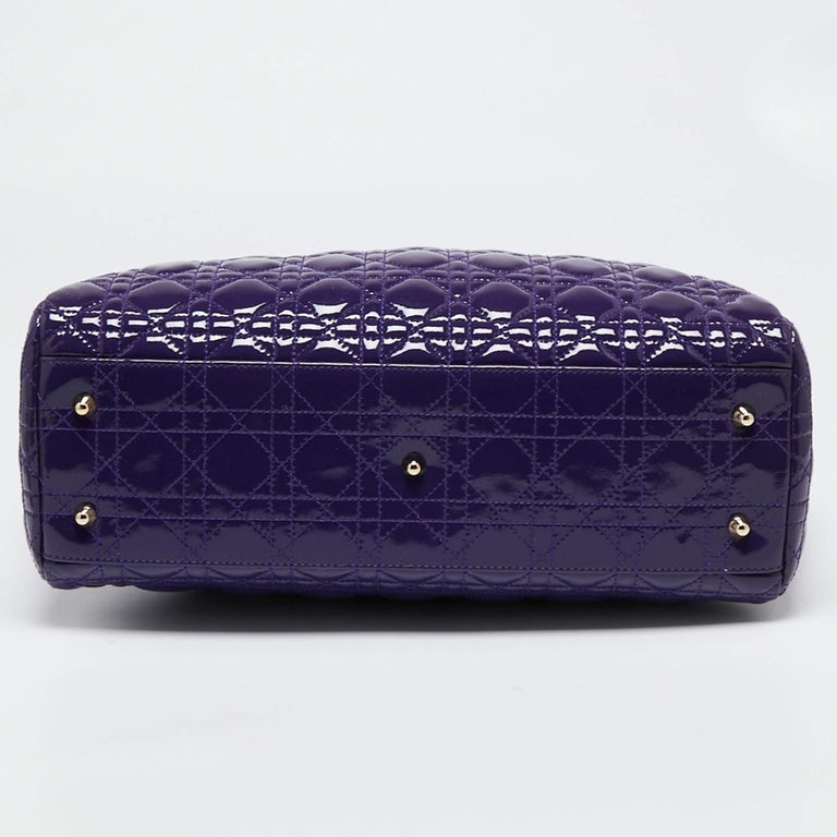 Dior Purple Cannage Soft Patent Leather Lady Dior Shopper Tote For Sale ...