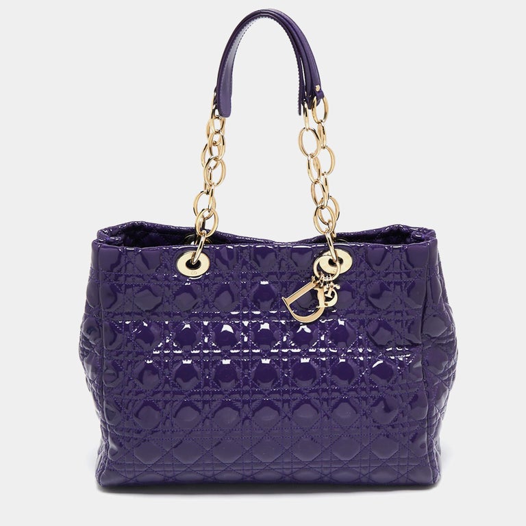 Dior Purple Cannage Soft Patent Leather Lady Dior Shopper Tote For Sale ...