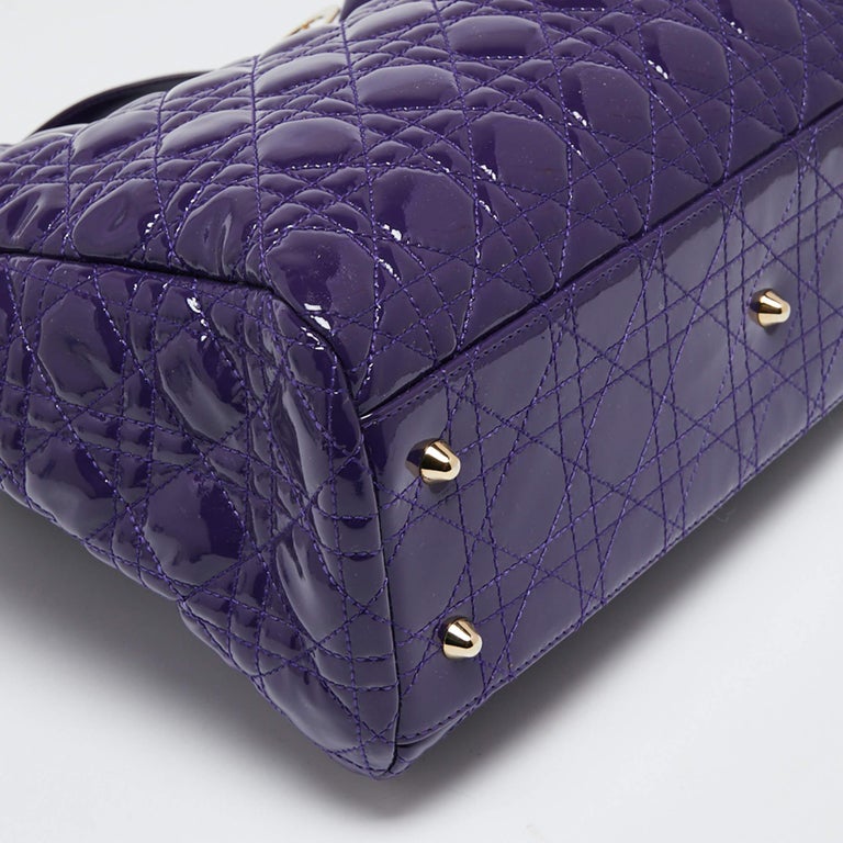 Dior Purple Cannage Soft Patent Leather Lady Dior Shopper Tote For Sale ...