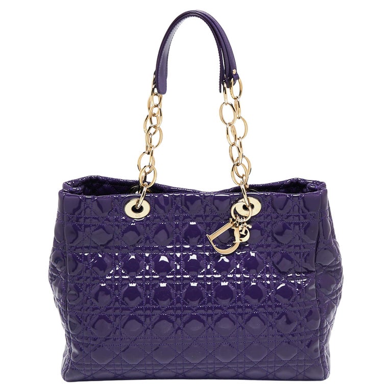Dior Purple Cannage Soft Patent Leather Lady Dior Shopper Tote For Sale ...