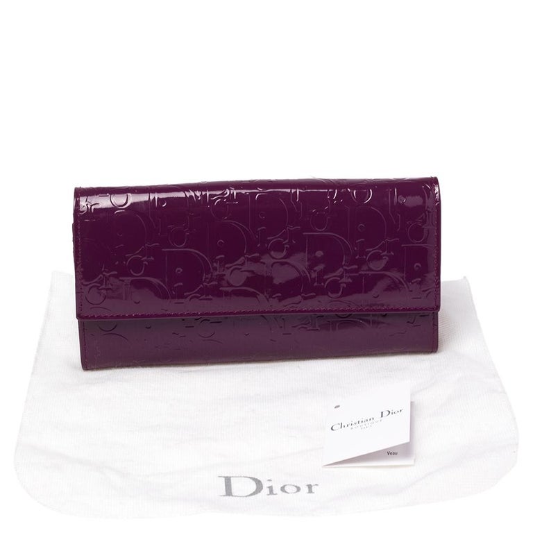 Dior Purple Diorissimo Embossed Patent Leather Lady Dior Wallet For ...