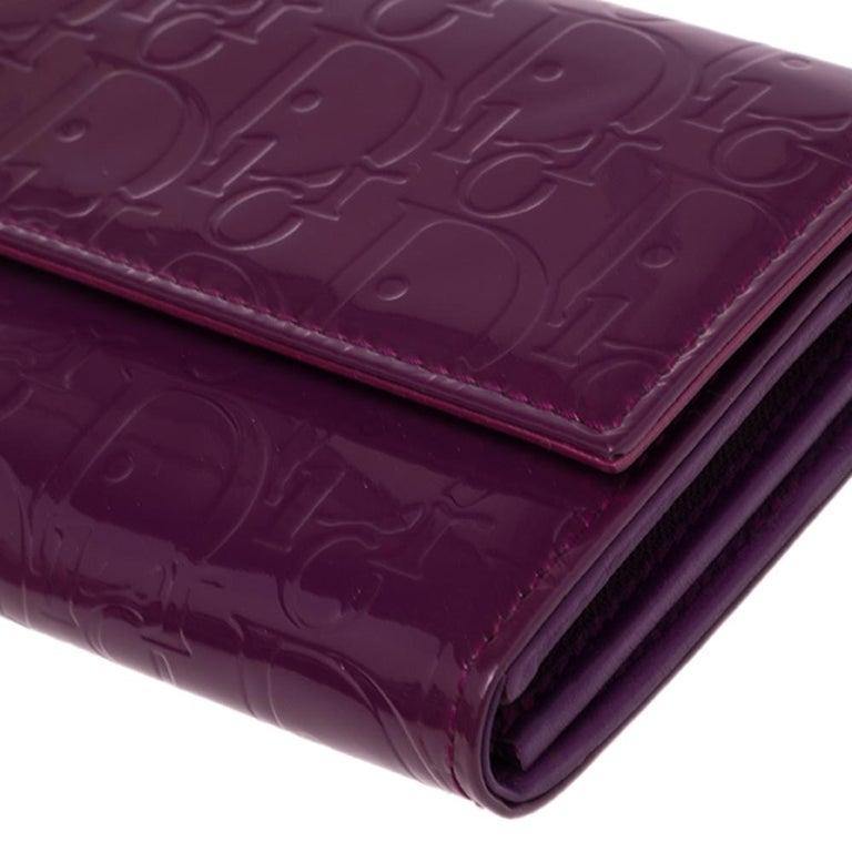 Dior Purple Diorissimo Embossed Patent Leather Lady Dior Wallet For ...