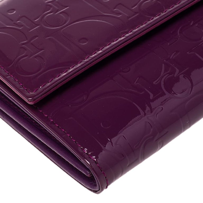 Dior Purple Diorissimo Embossed Patent Leather Lady Dior Wallet For ...