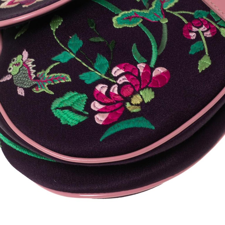 Dior Purple Embroidered Silk Limited Edition 0220 Floral And Koi Saddle ...