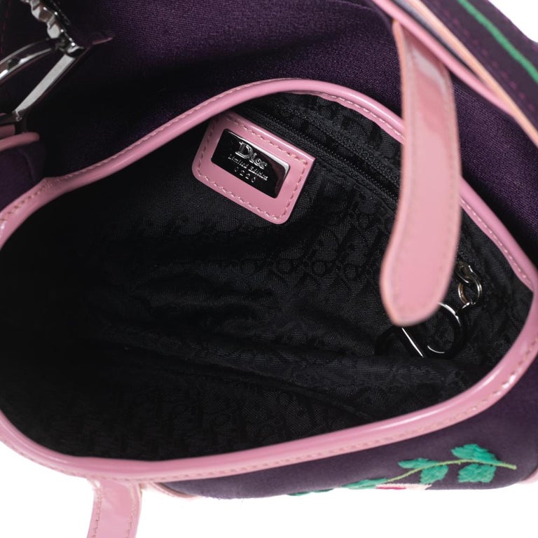 Dior Purple Embroidered Silk Limited Edition 0220 Floral And Koi Saddle ...