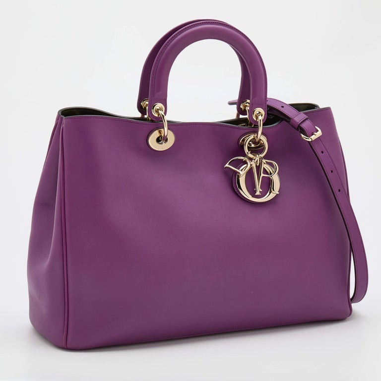 Dior Purple Leather Large Diorissimo Shopper Tote For Sale at 1stDibs