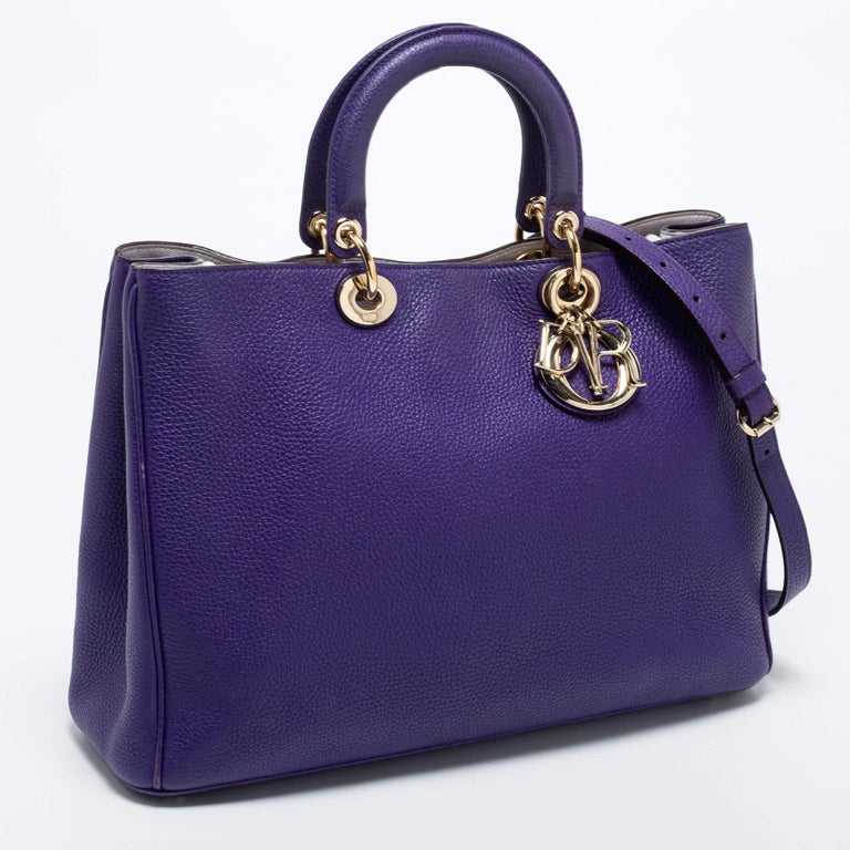 Dior Purple Leather Large Diorissimo Shopper Tote For Sale at 1stDibs
