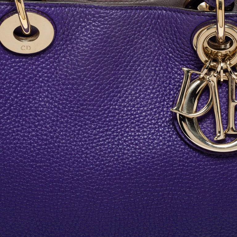 Dior Purple Leather Large Diorissimo Shopper Tote For Sale at 1stDibs