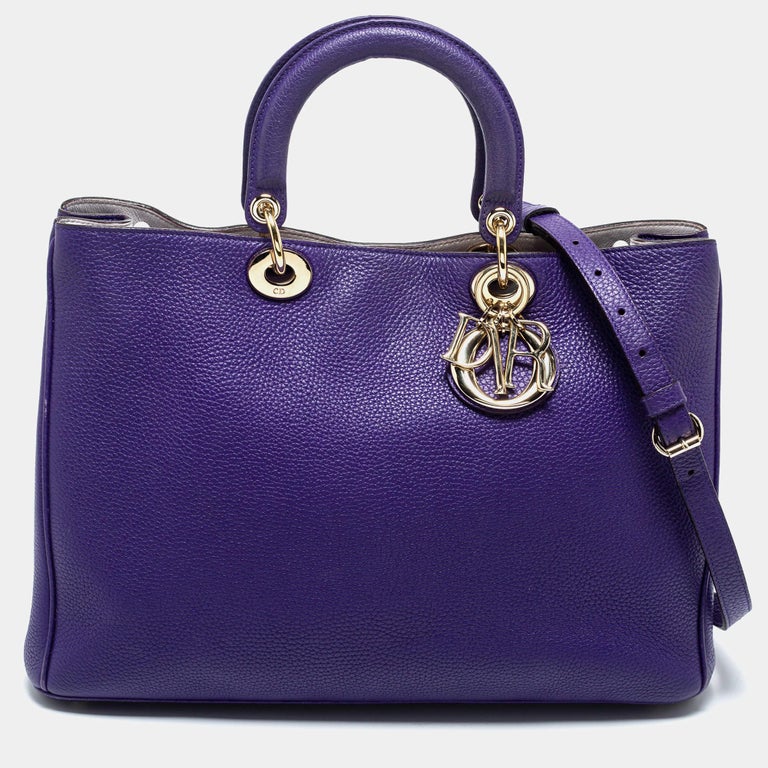 Dior Purple Leather Large Diorissimo Shopper Tote For Sale at 1stDibs