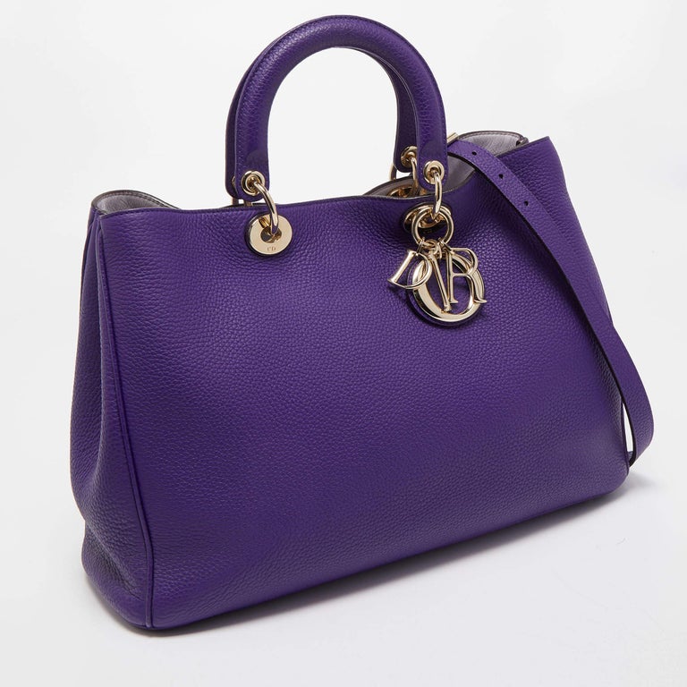 Dior Purple Leather Large Diorissimo Shopper Tote For Sale at 1stDibs