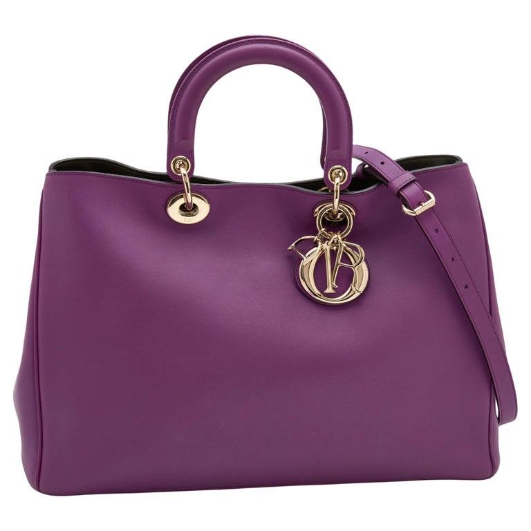 Dior Purple Leather Large Diorissimo Shopper Tote For Sale at 1stDibs