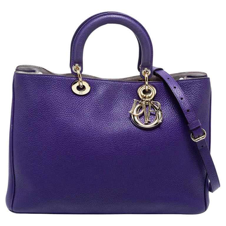 Dior Purple Leather Large Diorissimo Shopper Tote For Sale at 1stDibs