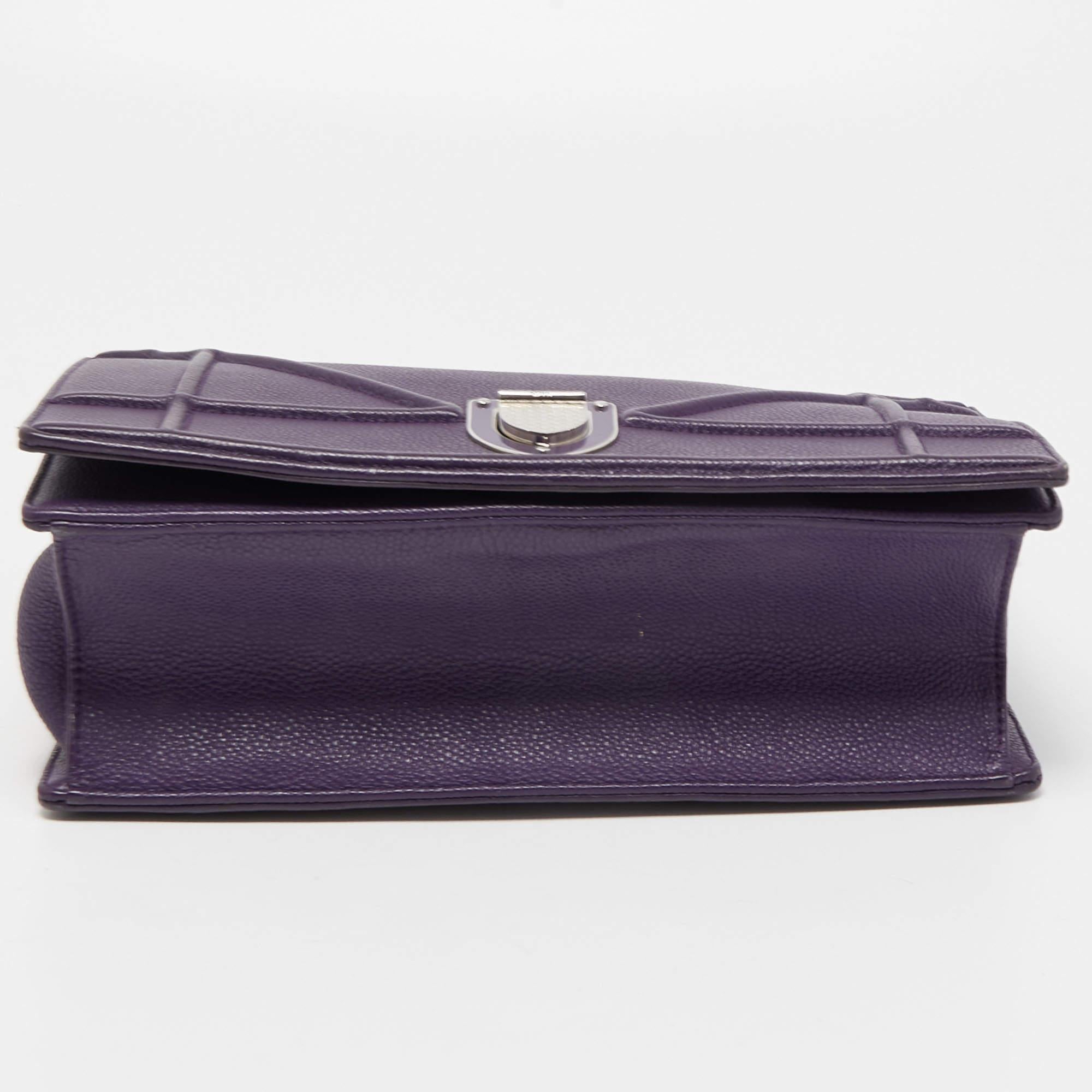 Dior Purple Leather Medium Diorama Flap Shoulder Bag For Sale at 1stDibs