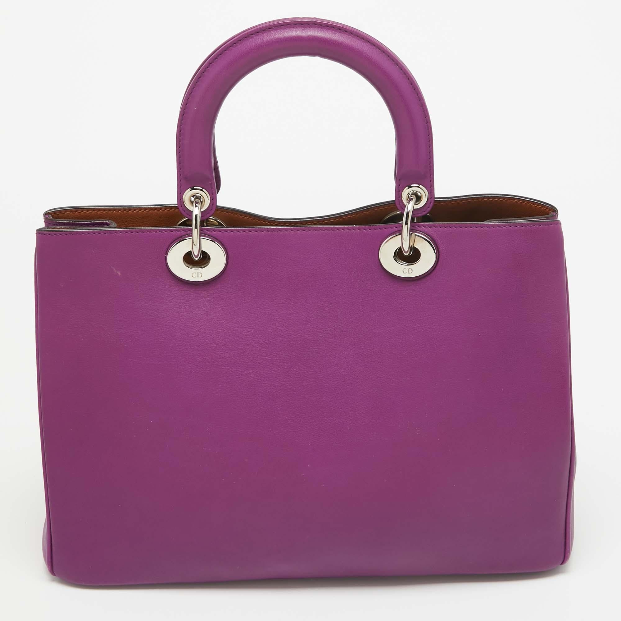 Dior Purple Leather Medium Diorissimo Shopper Tote For Sale at 1stDibs