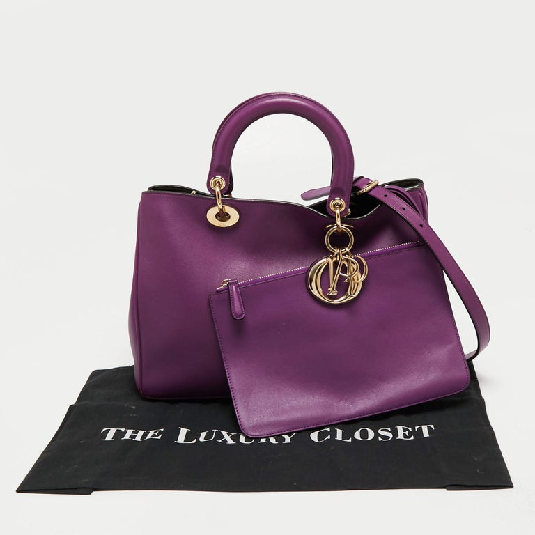 Dior Purple Leather Medium Diorissimo Shopper Tote For Sale at 1stDibs