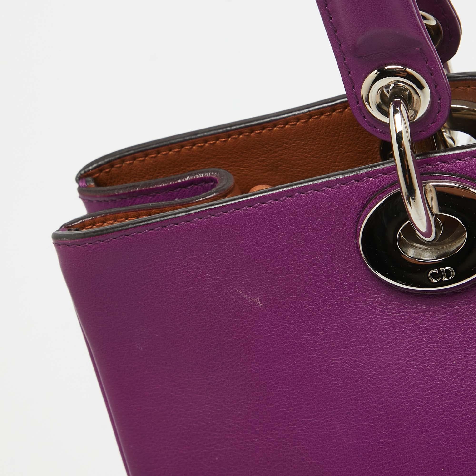Dior Purple Leather Medium Diorissimo Shopper Tote For Sale at 1stDibs