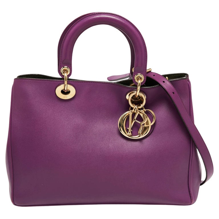 Dior Purple Leather Medium Diorissimo Shopper Tote For Sale at 1stDibs
