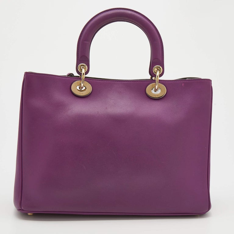 Dior Purple Leather Medium Diorissimo Tote For Sale at 1stDibs
