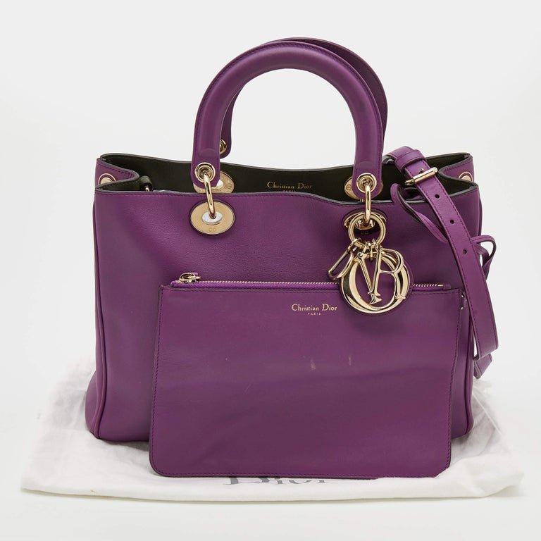 Dior Purple Leather Medium Diorissimo Tote For Sale at 1stDibs